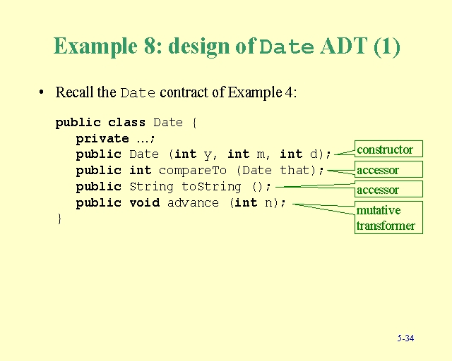 Example 8: design of Date ADT (1)